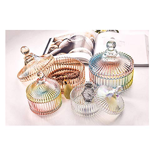 CHOOLD Luxury Colorful Tent Shaped Crystal Candy Jar with Lid,Clear Glass Apothecary Jar Wedding Candy Buffet Jar Food Jar. 24oz
