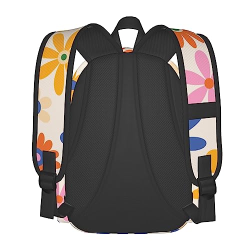 Delerain 17 Inch Backpack 70s Daisy Flowers Laptop Backpack School Bookbag Shoulder Bag Casual Daypack For School/Camping/Hiking/Picnic/Beach/Travel