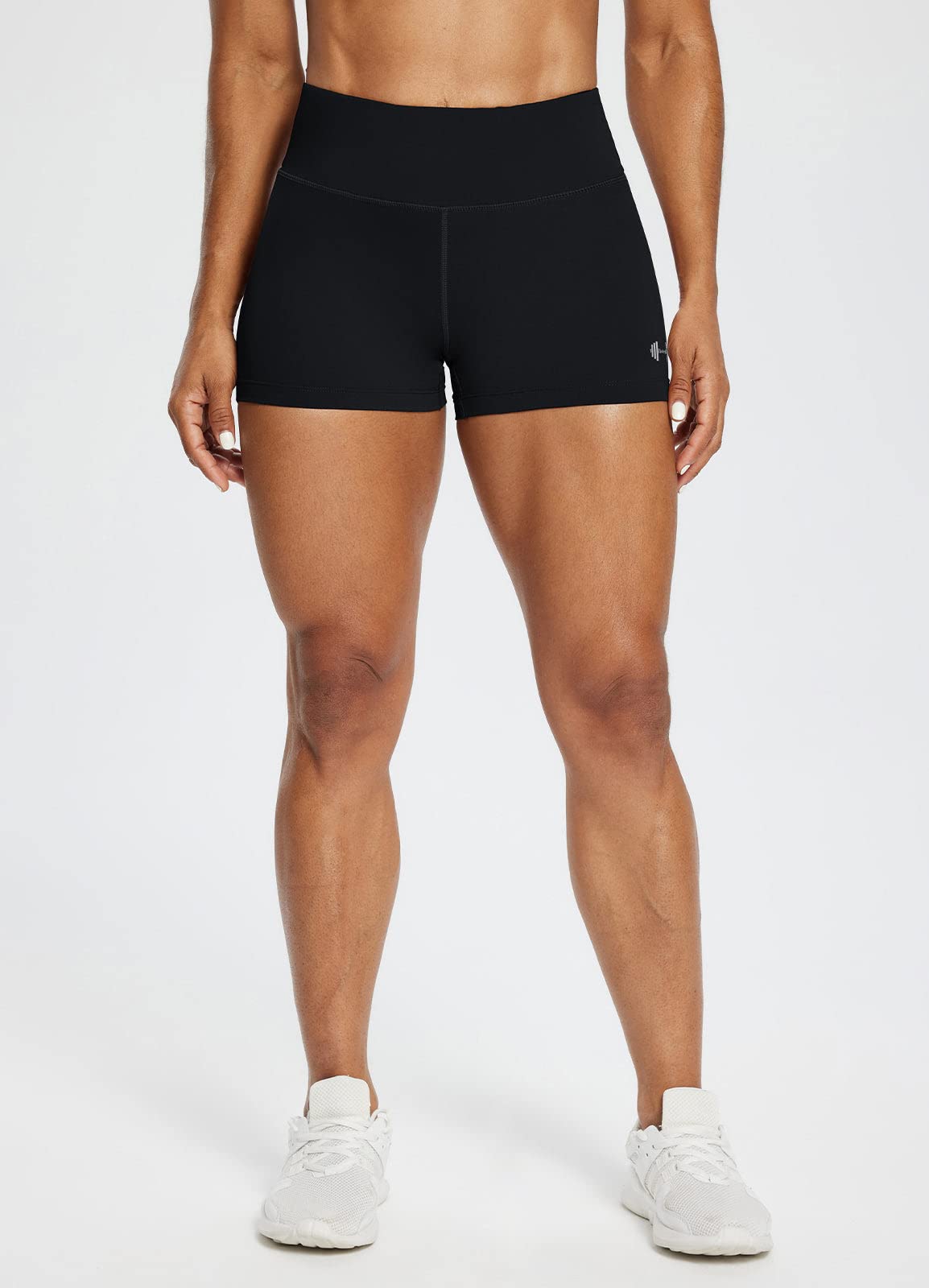 BALEAF 2.5" Workout Shorts for Women Booty Spandex Shorts Butt Gym Running Stretch Volleyball Shorts Black M