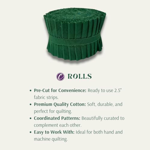 Choice Fabrics Supreme Solids - Jelly Roll (20 cuts) - Premium 100% Cotton Quilting Fabric (Fern Green), FE-62210-001