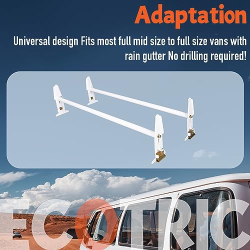 ECOTRIC Adjustable Van Roof Ladder Rack 500LBS 2 Bars for Chevy Dodge Ford GMC Express 77''