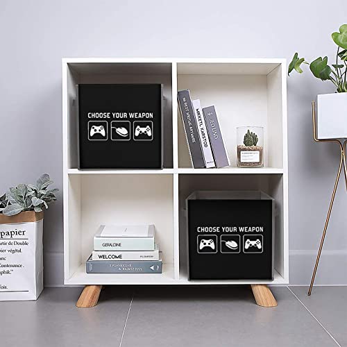 Choose Your Weapon Video Game Controller Collapsible Storage Bins Cubes Organizer Trendy Fabric Storage Boxes Inserts Cube Drawers 11 Inch