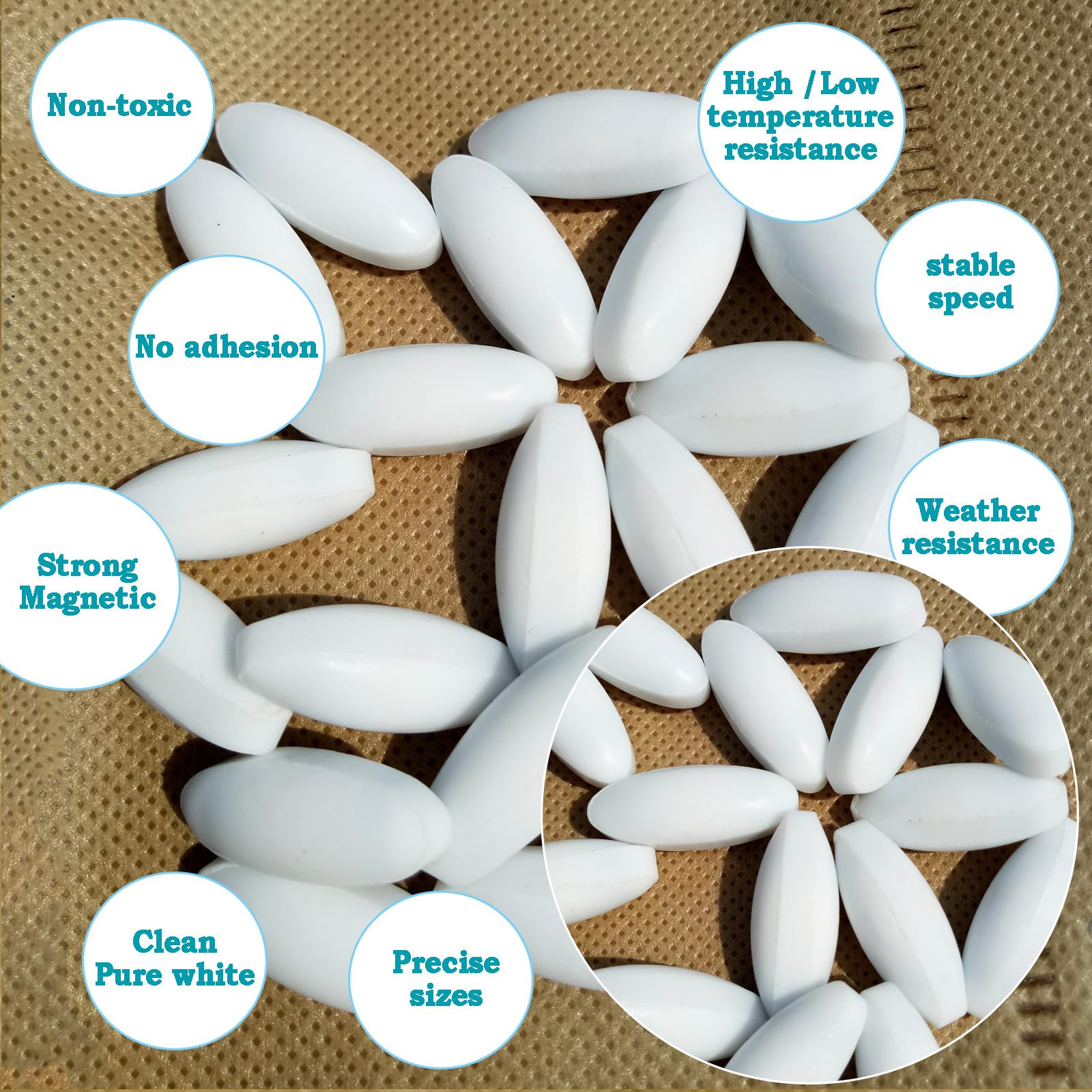 Magnetic Stirrer Stir Bar PTFE Magnetic Mixer Stir Bars (9x25mm, Olive Shape, 10pcs)