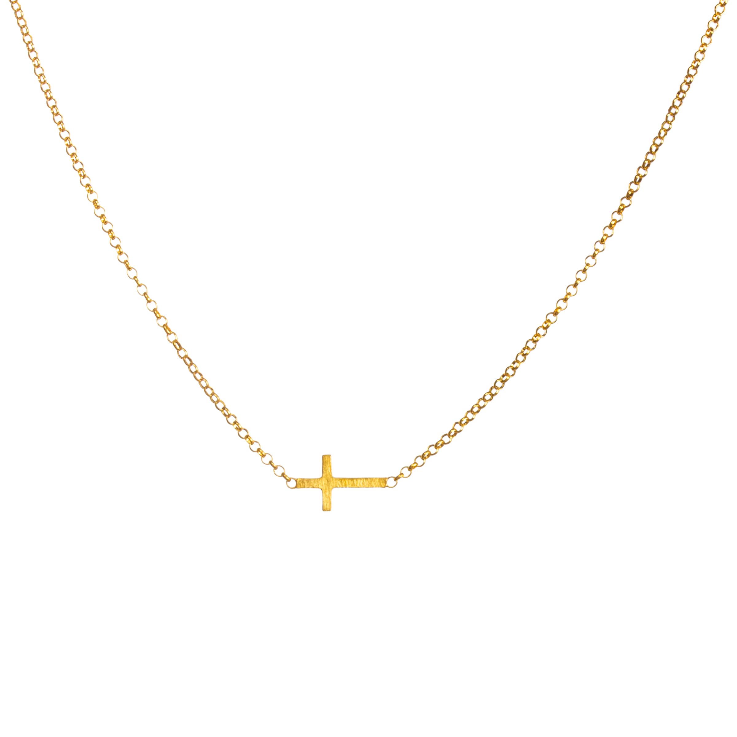 Dogeared Faith Sideways Cross Necklace Gold Dipped Sterling Silver