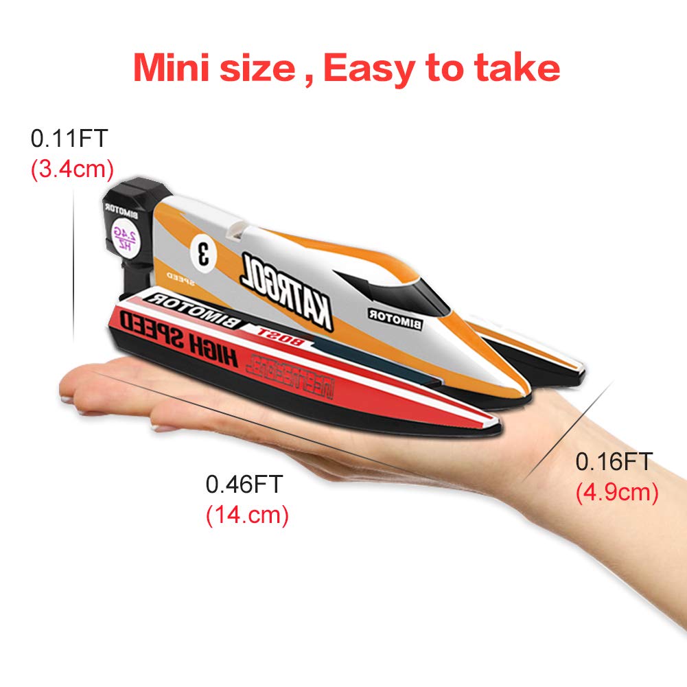 Gizmovine Mini Remote Control Boat for Kids Age 5-9, Fast Rc Boats for Pools Racing Submarine Water Toys Adults Kids Gift, Orange Upate Version