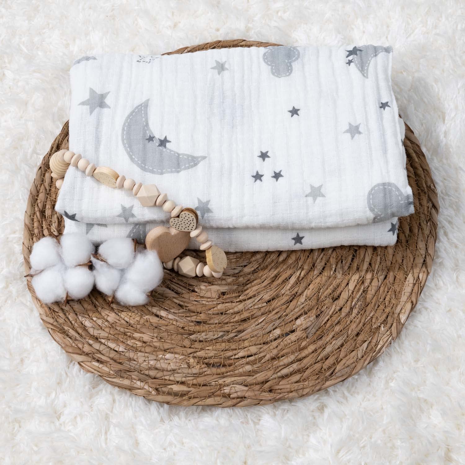 Barida Soft Muslin Swaddle Blankets, Infant Wearable Swaddling Set Skin Friendly Lightweight Ideal Gift Extra Large Wrap (Stars)