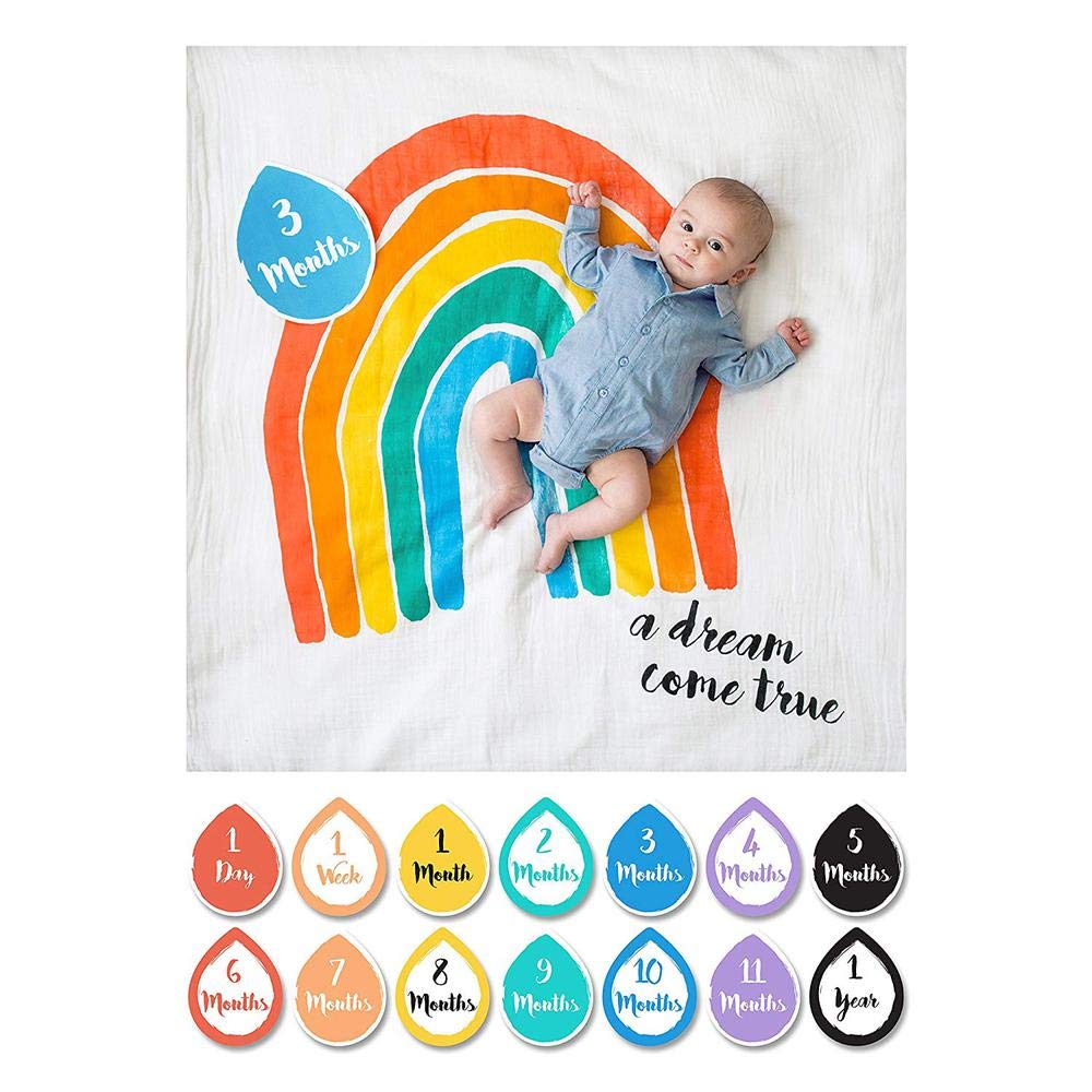 lulujo Baby First Year Milestone Blanket and Cards Set, A Dream Come True