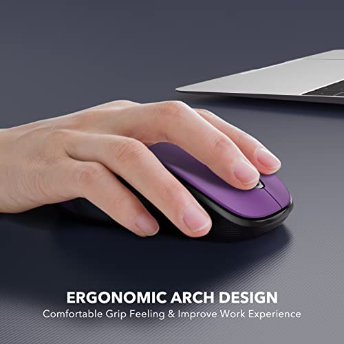 Deeliva Wireless Mouse, Computer Mouse Wireless 2.4G USB Cordless Mouse with 3 Adjustable DPI, 6 Buttons, Ergonomic Portable Silent Mice for Laptop PC Computer Chromebook (Purple)