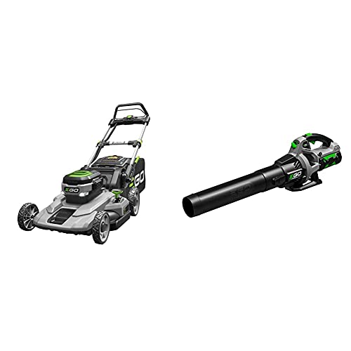EGO Power+ LM2101 21-Inch 56-Volt Lithium-ion Cordless Lawn Mower 5.0Ah Battery and Rapid Charger Included & LB5302 3-Speed Turbo 56-Volt 530 CFM Cordless Leaf Blower 2.5Ah Battery, Charger Included