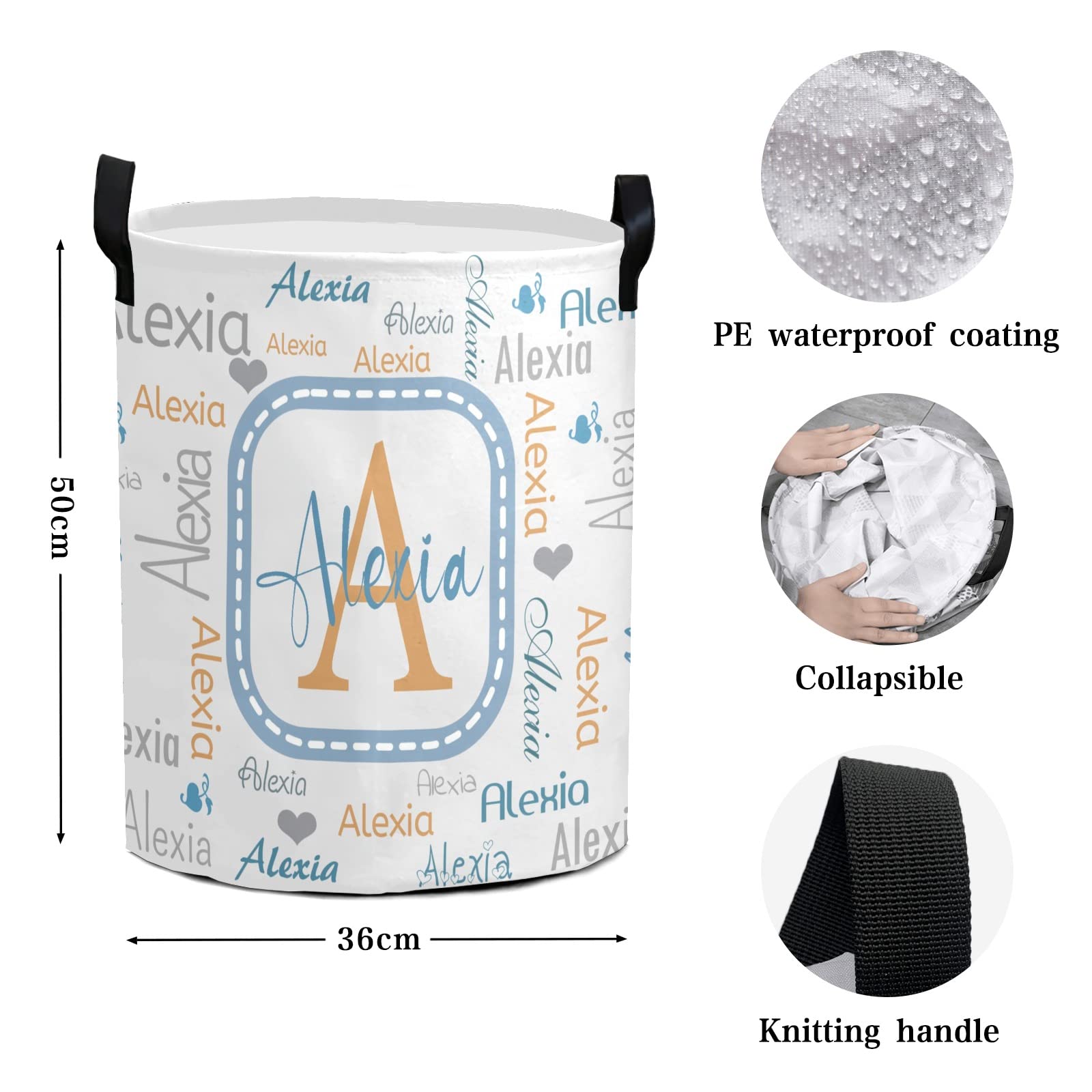 Custom Name Laundry Basket for Livingroom Personalized Clothes Storage with Name for Family Customized Dirty Clothes Hamper with Text for Bedroom