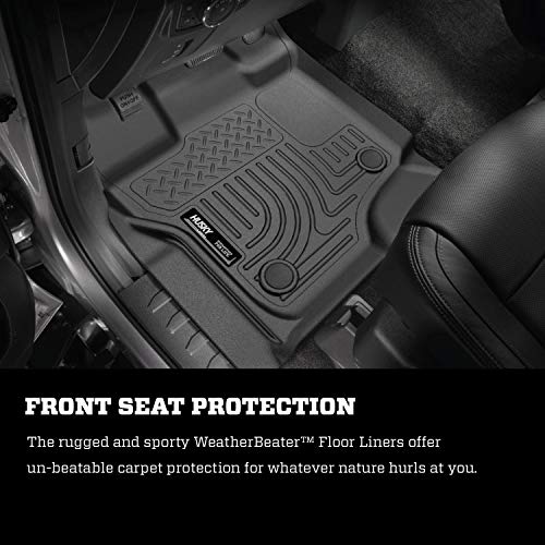 Husky Liners | Weatherbeater | Fits 2009 - 2014 Ford F-150 SuperCrew Cab w/Manual Transfer Case Shifter | Second Row Liner, Black | 19331
