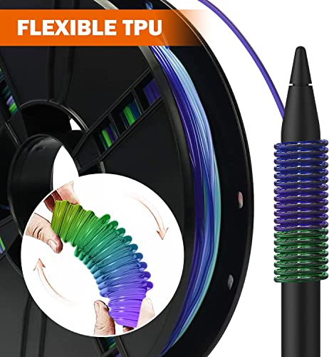 ERYONE Filament TPU 1.75mm +/-0.05mm for 3D Printer, 95A, 0.5kg (1.1 LBS) / Spool, Sea Glass Rainbow