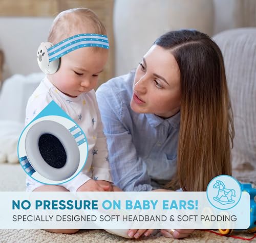 Lunobaby Baby Ear Muff - Noise Canceling Headphone for Infant Hearing Protection - Newborn Airplane Travel Essential - Plane Soundproof Earmuff for Flying