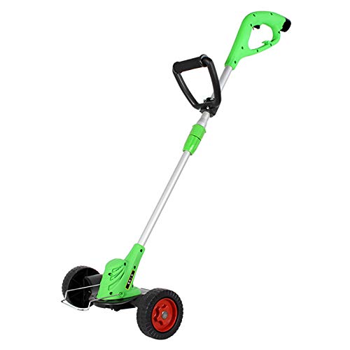 Electric Grass Trimmer , Cordless Lawn Mower with Wheel , 23cm Cutting Width(2 Lithium-Ion Battery & Quick Charger) Green