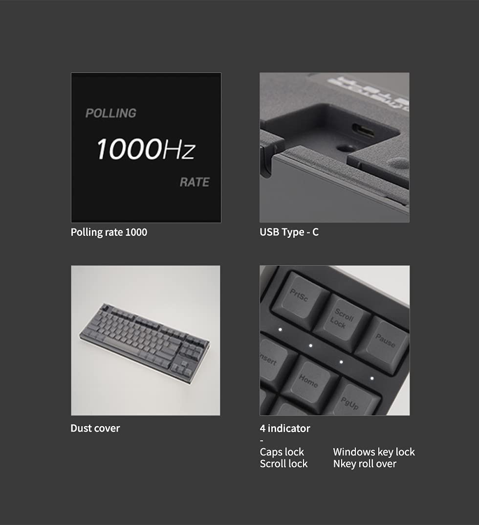 MSTONE Groove T 87 Keys Mechanical Keyboard,Backlighting,Cherry Profile PBT Keycap,Dye Subbed Legends,USB-C Cable,Space Saving,for Windows and Mac,Cherry Green MX
