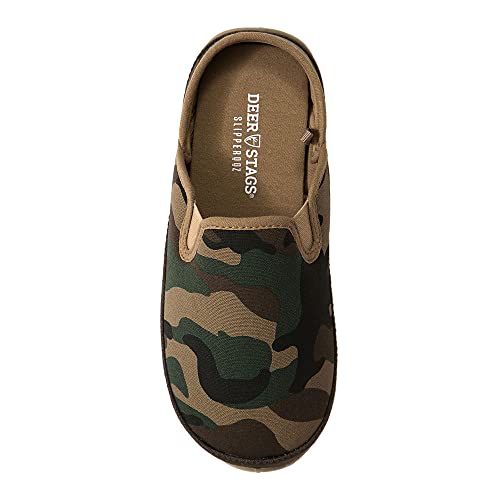 Deer Stags Boy's Lil Spike Slipper, Green/Camo, 6 Big Kid