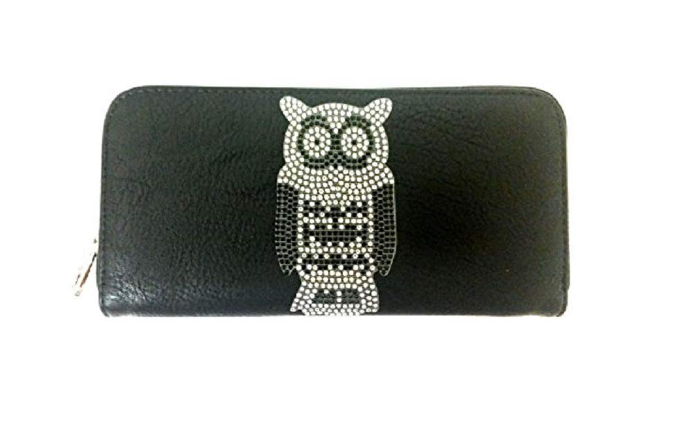 HW Extra Bling Rhinestone Western Zipper Wallet Black (USA)