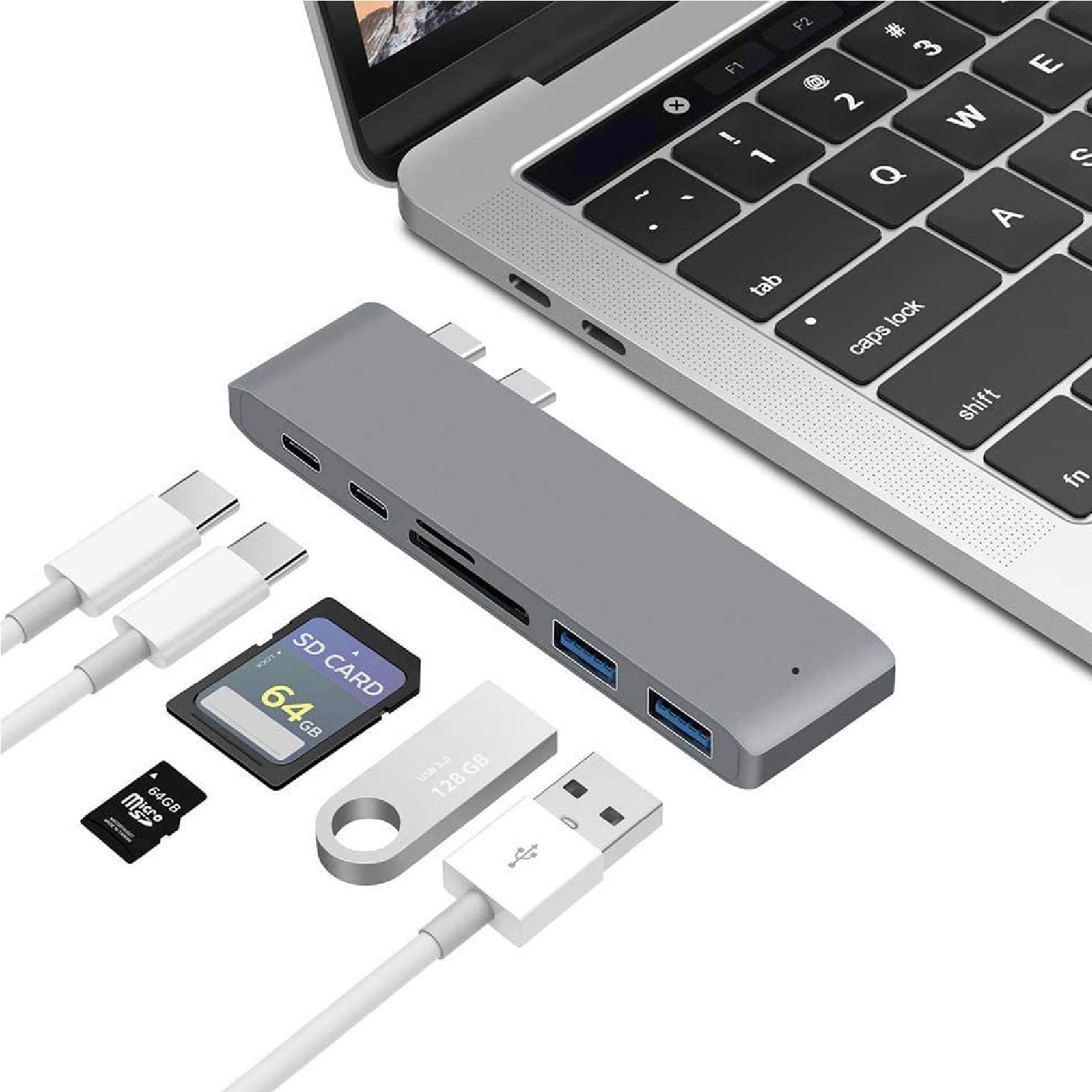 EZONEDEAL USB C Type 6 in 1 Multiport Adapter Hub for 4K Video 5Gbps Data Transfer 100W Charging, SD/Micro SD Card Reader Compatible with Type C Devices