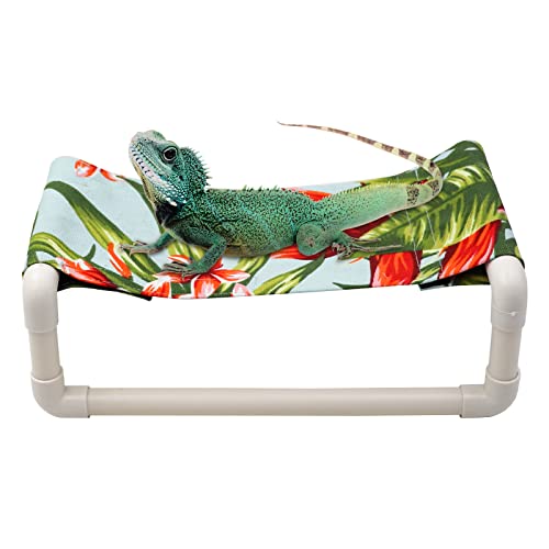 Dnoifne Reptile Hammock Swing Hanging Bed, Lizard Hideout, Reptile Bed for Bearded Dragon Leopard Gecko Lizard (Safflower)
