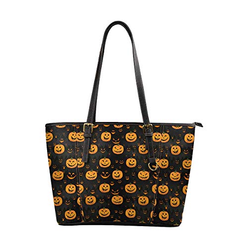 INTERESTPRINT Halloween Background with Pumpkin, Scary Face Travel Handbag, Overnight Carry-On Tote Bag, weekend Bag
