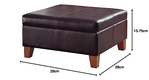 Homepop Home Decor |K2380-E155 | Luxury Large Faux Leather Square Storage Ottoman | Ottoman with Storage for Living Room & Bedroom, Distressed Brown
