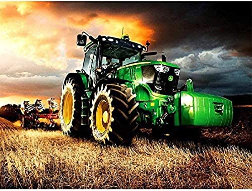 Eiialerm Cross-Stitch Kits Tractor Farm 11CT Printed Beginners Cross Stitch Kits,Stamped Embroidery Kits for Adults Wall Art Home Decoration -16x20 Inch