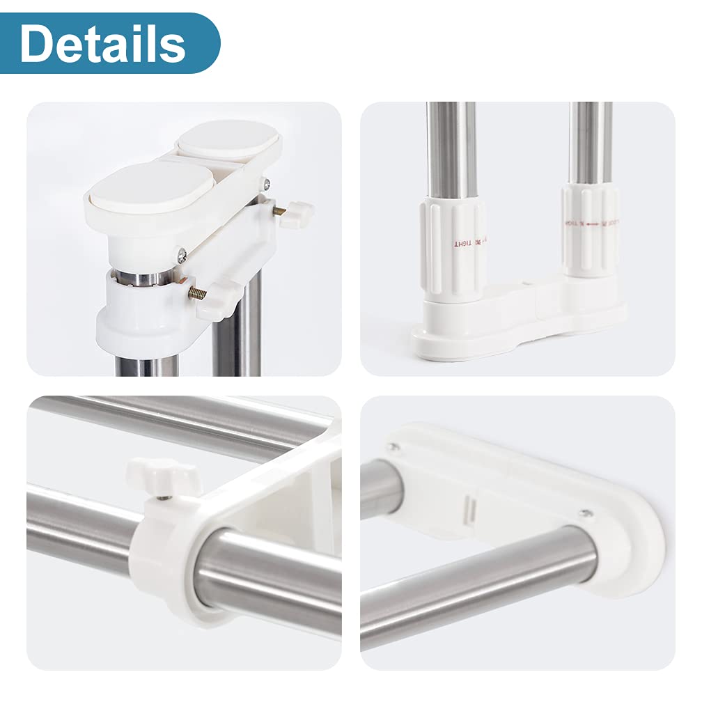 Hershii 2 Pack Expandable Closet Shelf Tension Rod Adjustable Metal Storage Rack Hanger Cabinet Organizer DIY Divider Separator for Wardrobe Cupboard Kitchen Bathroom, Ivory, 27.56-47.24 in