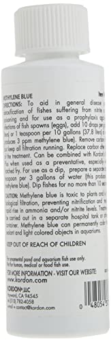 Kordon Methylene Blue Disease Preventative โ Safe for Freshwater & Saltwater Aquariums, Prevents Fungal Infections & Treats Parasites, Reduces Fish Stress, 4-Ounces