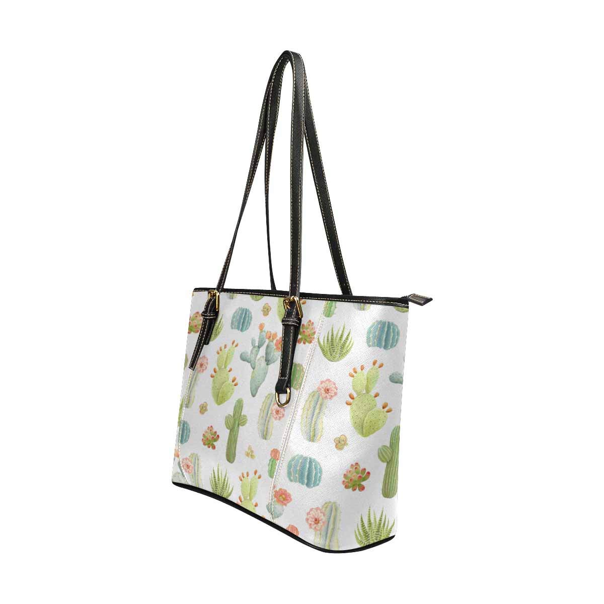 InterestPrint Women Handbags Shoulder Bags Tote PU Leather Handbags Cactus Lover