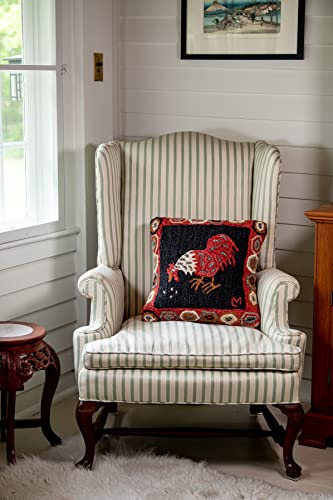 Chandler 4 Corners Artist-Designed Hen House Hand-Hooked Wool Decorative Throw Pillow (18” x 18”) Farm & Garden Pillow for Couches & Beds - Easy Care & Low Maintenance - Chicken Farmhouse Pillow