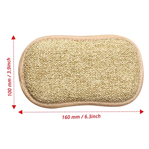 DEFUTAY 3 PCS Kitchen Scrub Sponge, Heavy Duty Scouring Pads, Washing Up Cleaner,Household Cleaning Wash Cloth with Adhesive Hooks(Brown)