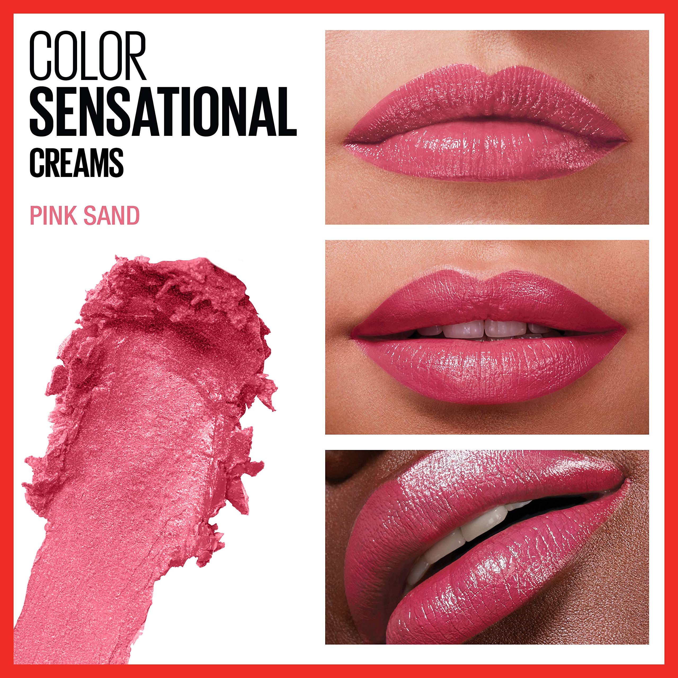 Maybelline Color Sensational Lipstick, Lip Makeup, Cream Finish, Hydrating Lipstick, Pink Sand, Pink ,1 Count