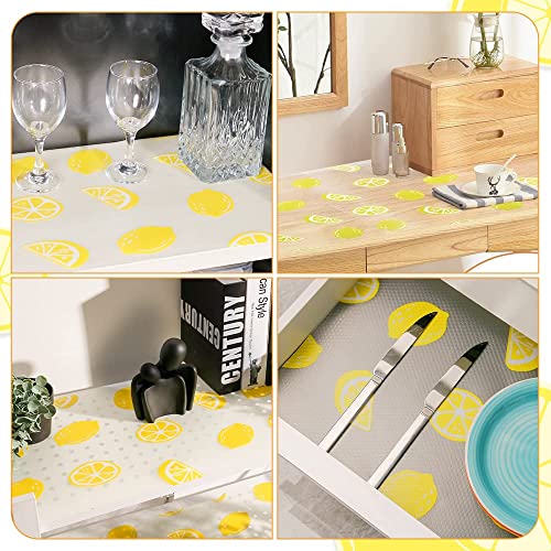 Cooyes Shelf Liner for Kitchen Cabinets Non-Adhesive Drawer Liner Non-Slip Refrigerator Liner - Best Shelf Liner, Fridge, Drawer, Cupboard Liner (Lemon,17.7 x 59 Inch)