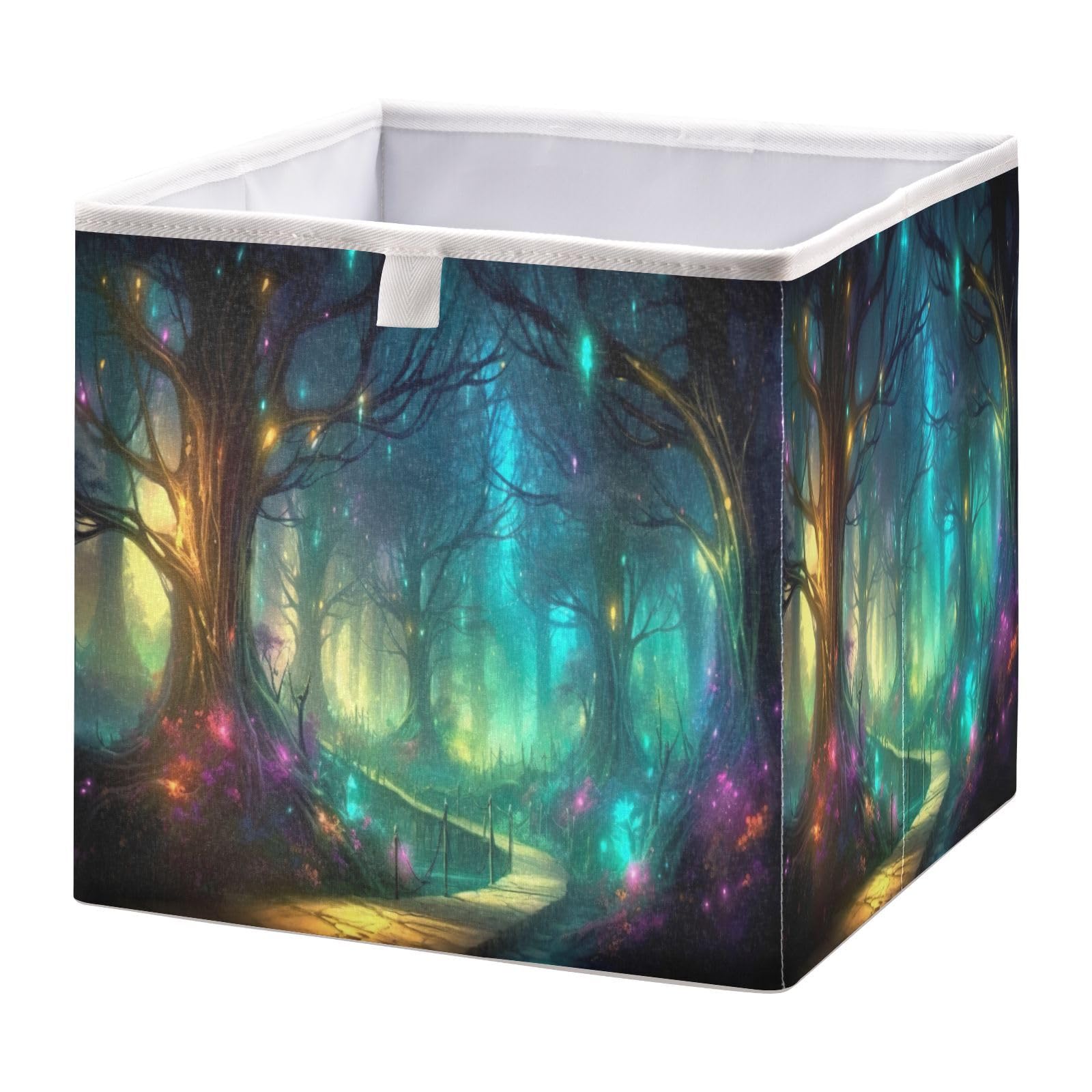 Coikll Fairy Forest Foldable Organizer Storage Bins Cube Baskets for Home Closet Drawers Shelf Toys -11*11*11in