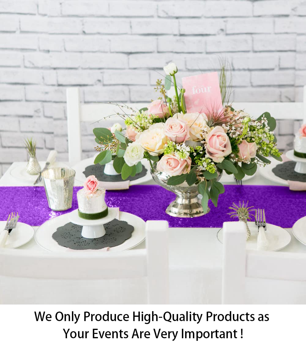 ShiDianYi 12''x72'' Sequin Table Runner Sparkly Metallic Sequin Runner for Wedding Party Dinner Reception, Event Bridalwedding Runner, Birthday Party, Dinner Party, Shower Ready to Ship! (1, Purple)