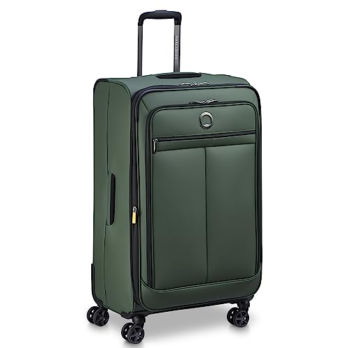 DELSEY Paris Sky Lite Softside Expandable Luggage with Spinner Wheels, Green, Checked-Large 28 Inch