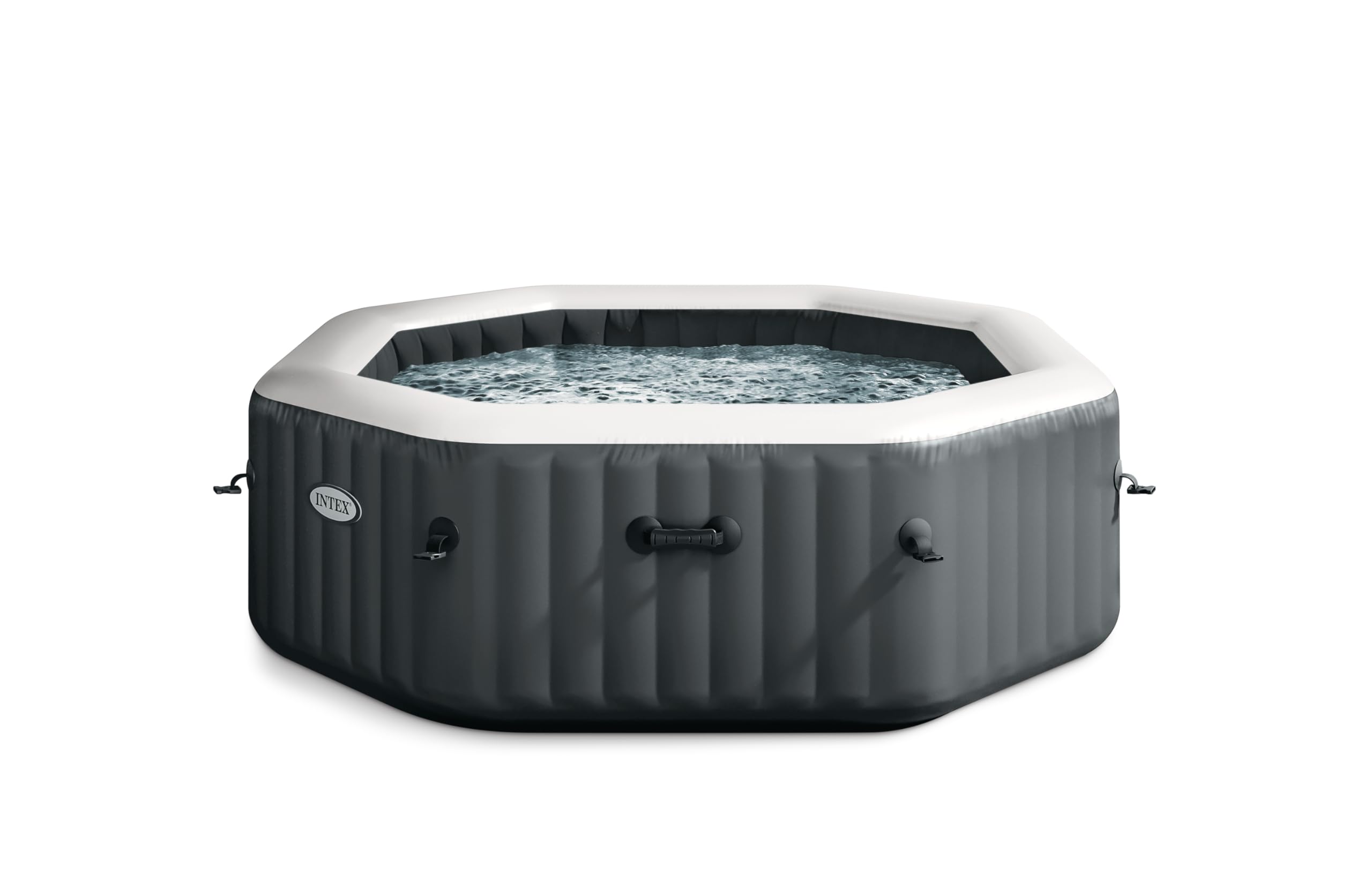 INTEX 28437EP PureSpa Bubble Deluxe Spa Set: Includes Energy Efficient Spa Cover – 140 Bubble Jets – Octagonal Design – 6 Person Capacity – 83" x 83" x 28"