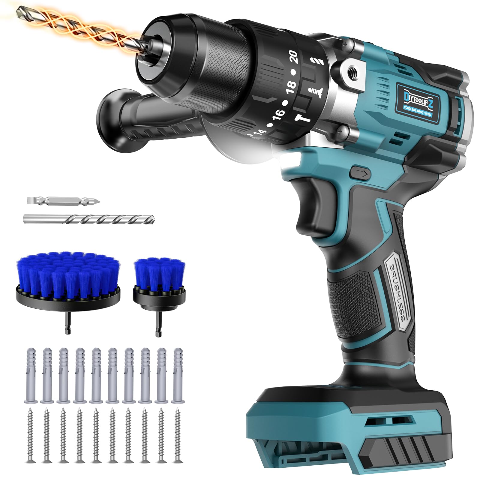 Cordless Power Drill for Makita 18v Battery: 3 Modes Electric Power Driver/Drill Kit Tool, 1/2 Inch Keyless Chuck Cordless Impact Drill Set, 20 Position, Variable Speed, for Home, Garden(No Battery)