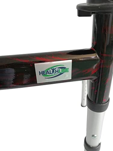 HEALTHLINE 2 Wheel Walker for Seniors & Adults - Deluxe Lightweight Foldable Walker with Wheels 5" up to 350 lbs and Free 2 Pair of Rear Glides & Triggers (Red)