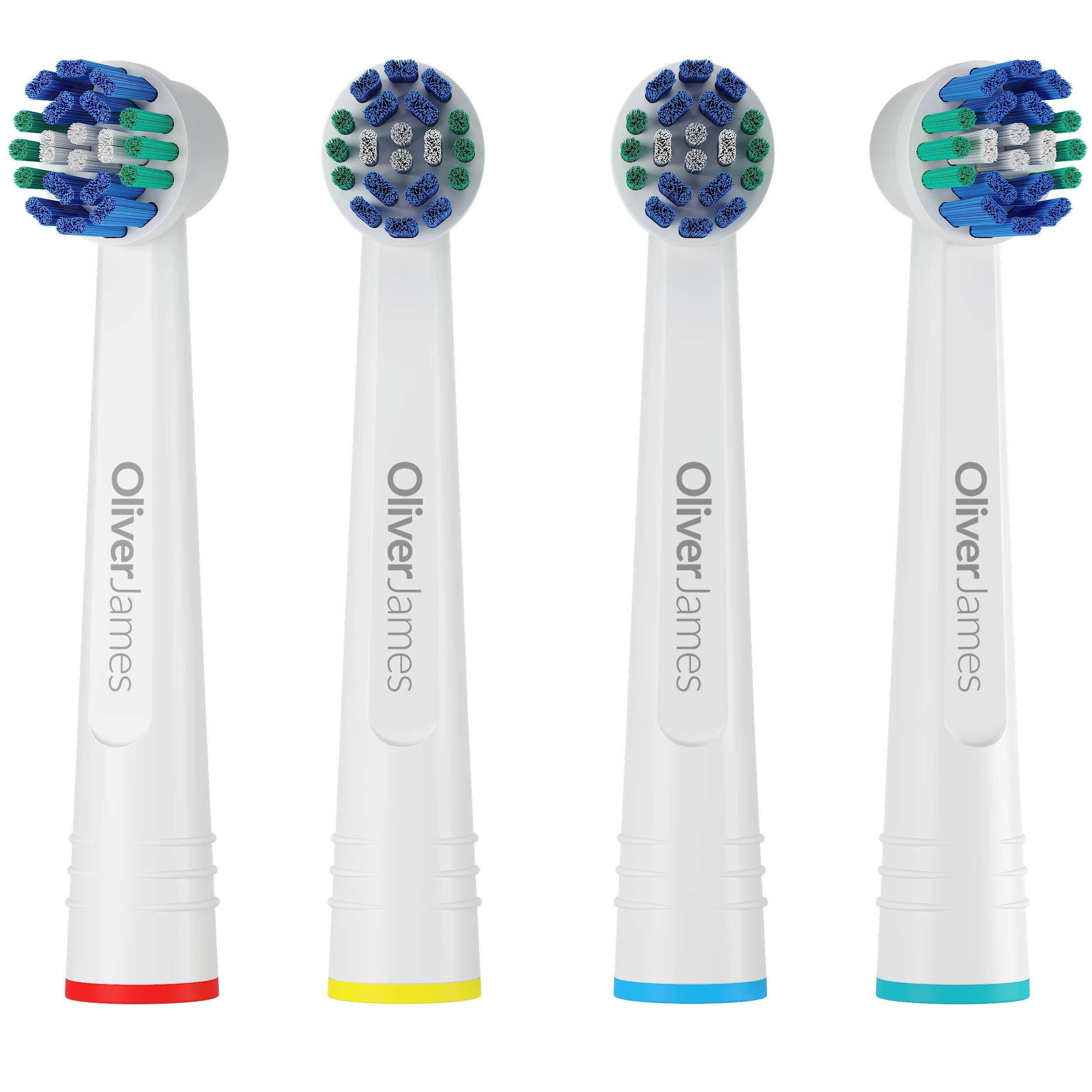 Replacement Toothbrush Heads for Oral B by Oliver James, 12 Pack Regular Heads with Travel Caps, Precision Clean Refill Compatible with Oral B Pro1000 Pro3000 Pro5000 Pro7000