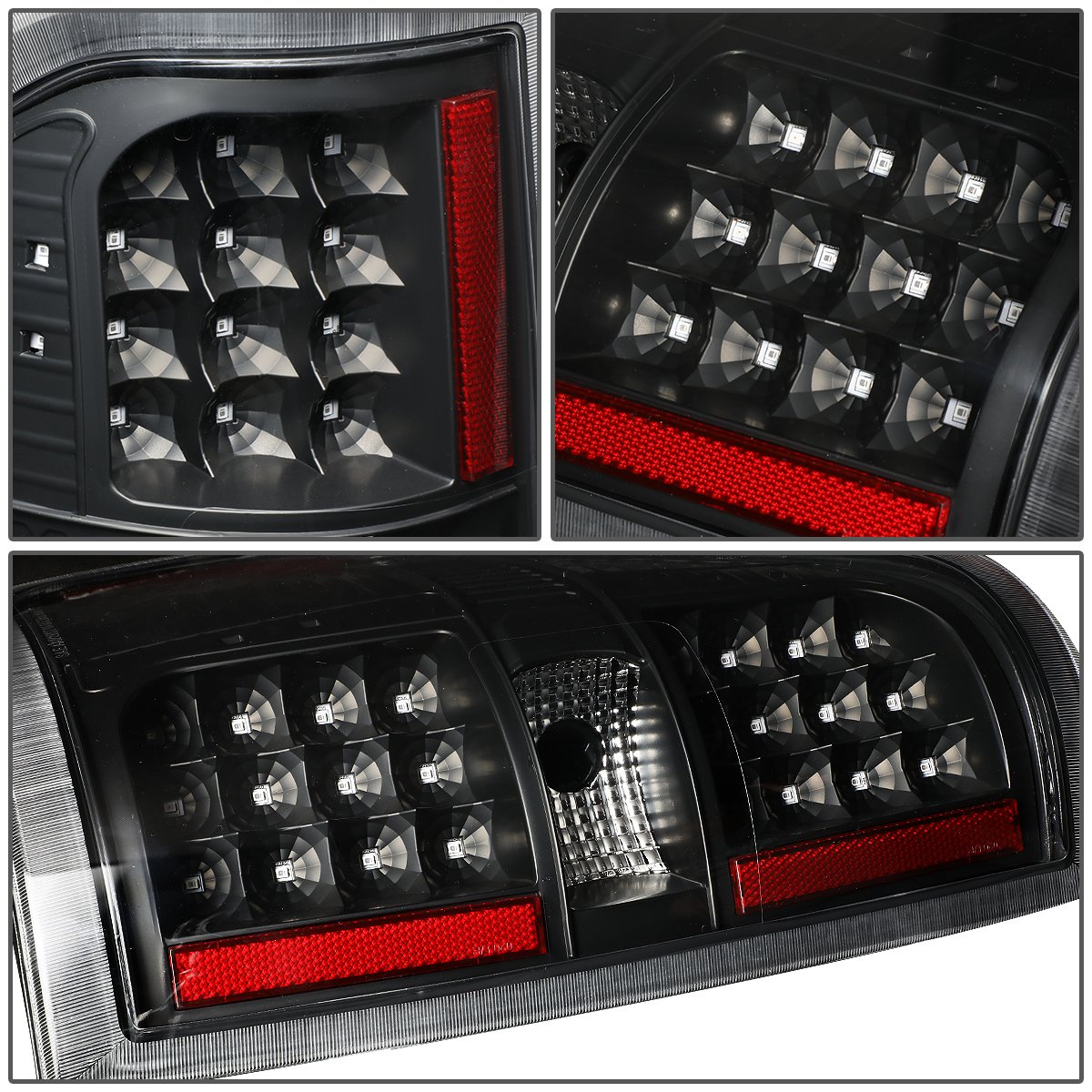 Auto Dynasty Compatible with 09-14 Ford F150 Pair Black Housing Amber Corner Headlight+Full LED Tail Lamp