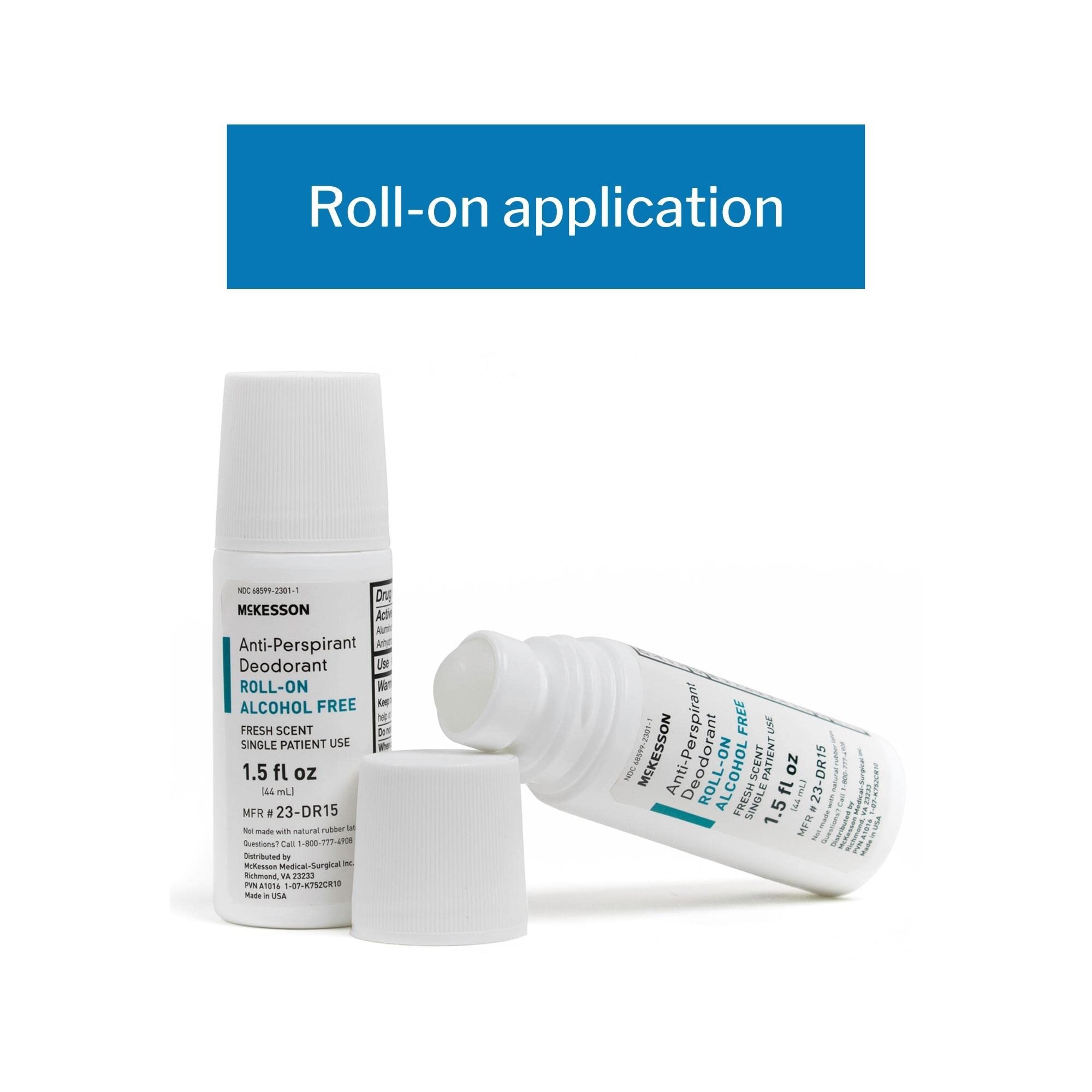 McKesson Antiperspirant Deodorant Roll-On Stick [Pack of 1] Mini Travel Size, Alcohol-Free, Fresh Scent, 1.5 fl oz