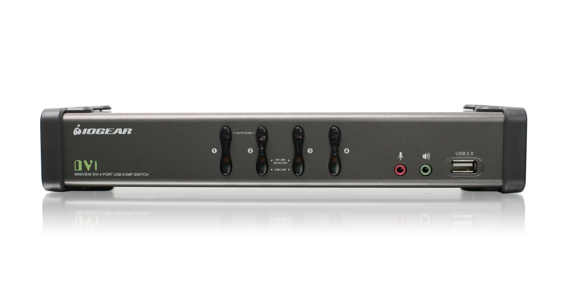 IOGEAR 4-Port DVI KVMP Switch - 1920 x 1200 60Hz - LED Display - Auto Scan Mode - 2.1 Audio w/Mic - 2 USB 2.0 Hub For Peripherals Sharing - Plug n Play - Win Linux Mac Sun - TAA Compliance - GCS1104