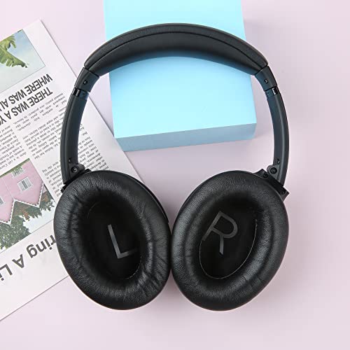 Earpads for Bose QuietComfort 45 QC45 QC35 ii QC35 Professional Headphones Ear Cushions Replacement Ear Pads Padding with Noise Cancelling Lambskin Leather Memory Foam Black