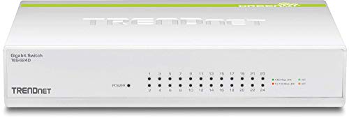 TRENDnet 24-Port Gigabit GREENnet Switch, QoS, 48 Gbps Switching Fabric, Fanless, Plug & Play, Half & Full Duplex, TEG-S24D