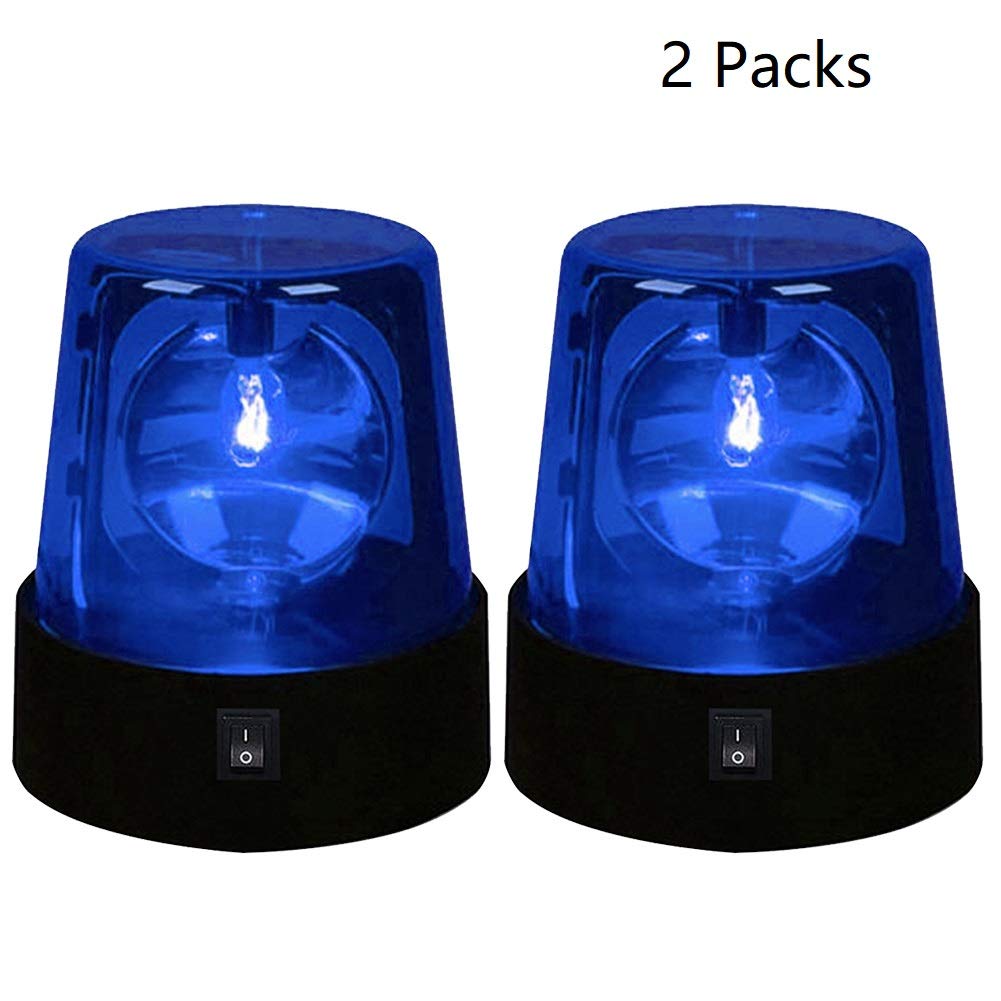 Rotating Flashing Light, 3inch 360 Degree LED Strobe Light, Battery Powered DJ Flashing Stage Lights for Disco Dancing Birthday Bar or Police Use (blue 2pcs)