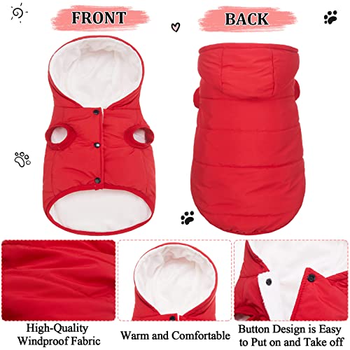 Dog Hoodies 2 Pieces Dog Jacket with Hat, Soft Windproof Coat Small Dogs Jacket Puppy Coats with Hoodie, 2 Colors Provided (Red, Navy Blue, Medium)