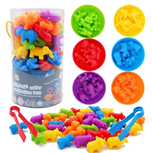 JOCHA Color Sorting and Counting Animals Toys for Toddlers 3 5 4 Years Old Preschool Matching Learning Educational Game Montessori Sensorys Math Classification Activities Toys for Kids Boys Girls
