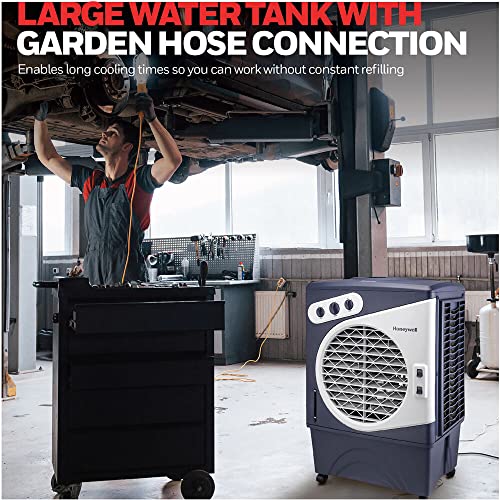 Honeywell CO60PM 2471 CFM Indoor/Outdoor Evaporative Air Cooler (Swamp Cooler) with Mechanical Controls in Gray/White