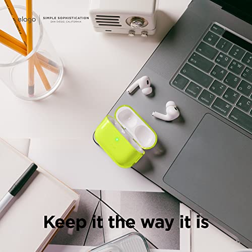 elago Compatible with AirPods Pro 2nd Generation Case Clear Cover - Compatible with AirPods Pro 2 Case, Protective Case Cover, Shockproof, Wireless Charging, Reduced Yellowing [Neon Yellow]